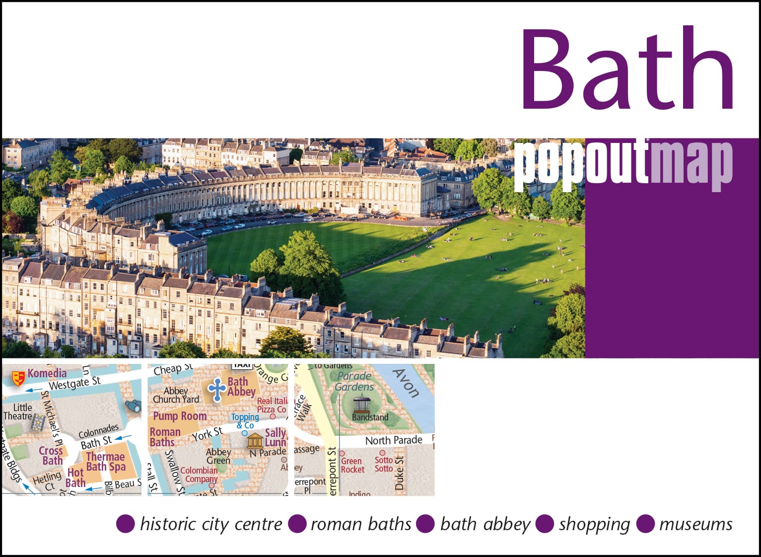 Bath PopOut Map - pocket size, pop up map of Bath city centre ...